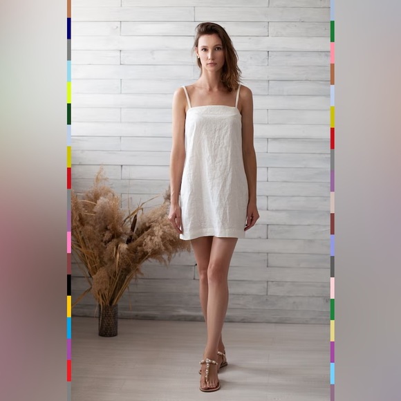 Milly | Dresses | Milly Vintage Linen White Slip Dress Mini Dress Cover ...